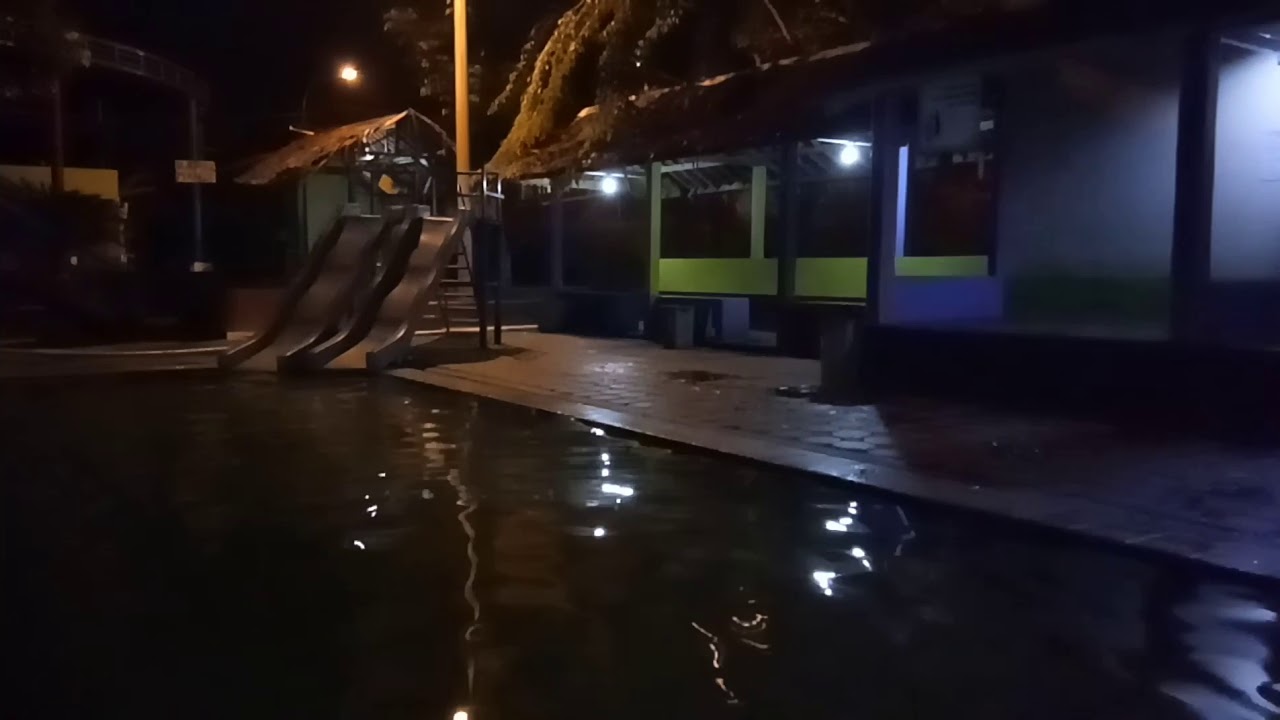 Wisata pemandian air panas Cisolong Pandeglang malam hari - YouTube