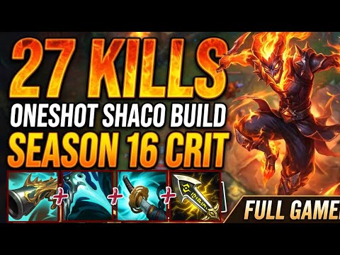 27 Kills Oneshot Shaco Build - Season 16 Crit [League of Legends] Full Gameplay - Infernal Shaco