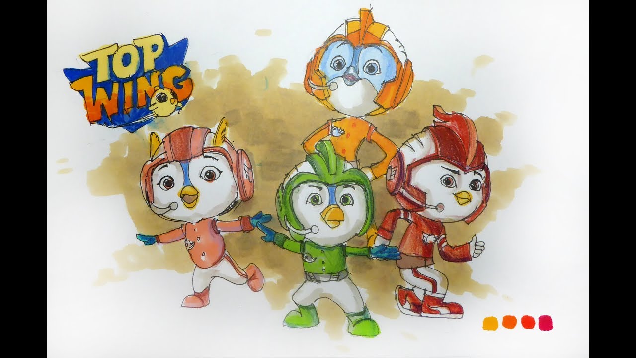 Cartoon Series: Nick Jr's Top Wing Time-Lapse Drawing - YouTube