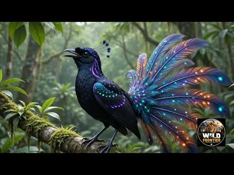 Exotic Black Bird Displaying its Iridescent, Jewel-like Plumage in the Rainforest 