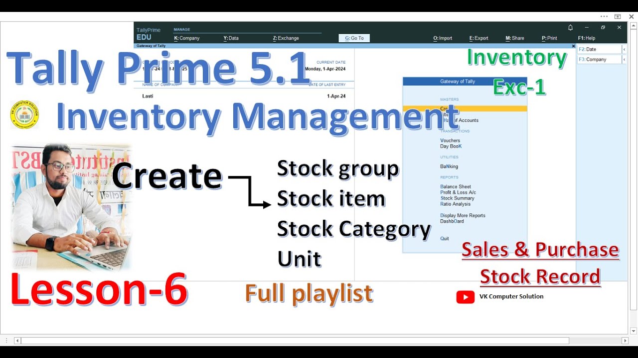 Tally Prime Lesson 6: Inventory Master, Stock Item, Category, Unit, and Stock Group | VKSir ...