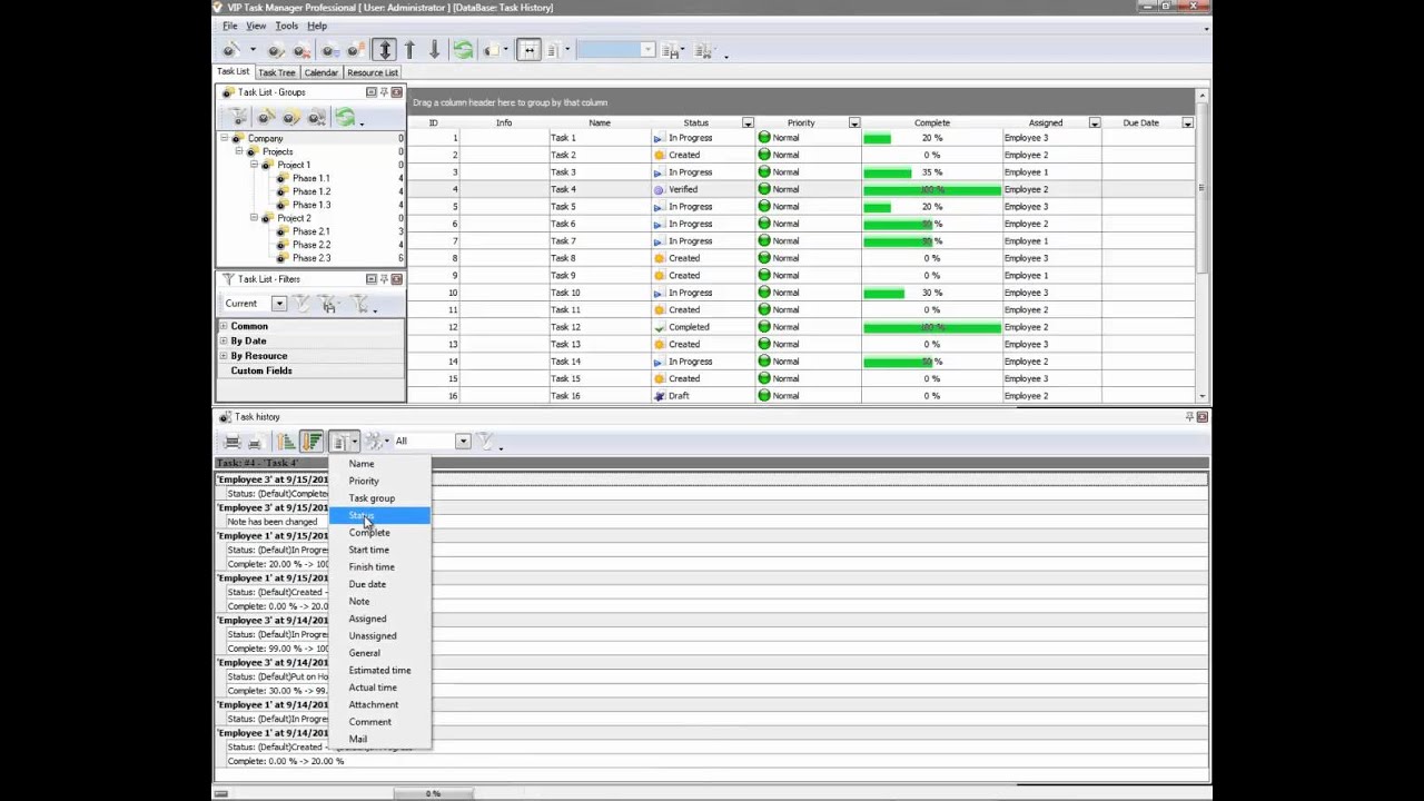 Task History in VIP Task Manager - YouTube