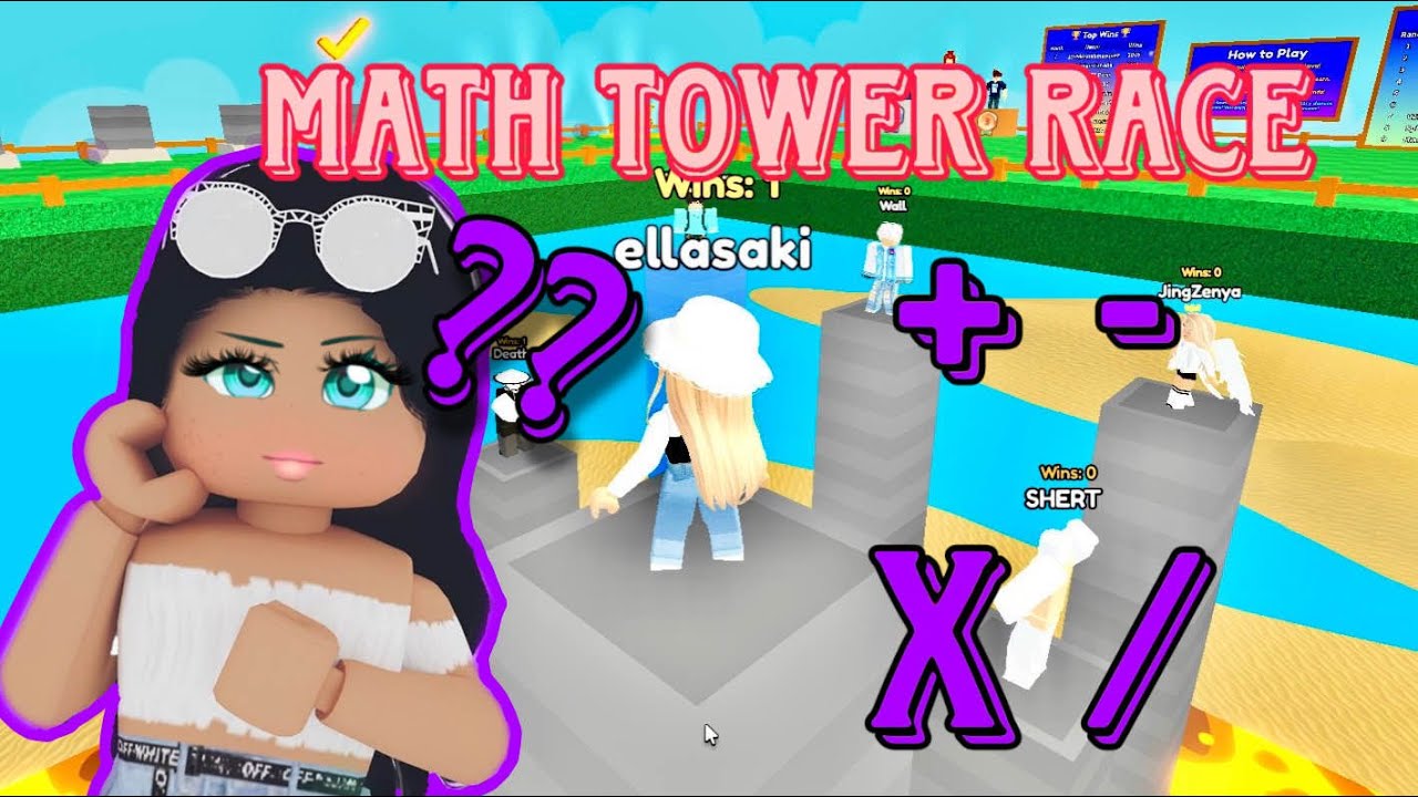 មកប្រកួតគ្នាធ្វើលំហាត់គណិតវិទ្យាម្ដង Roblox | Math Tower Race - YouTube