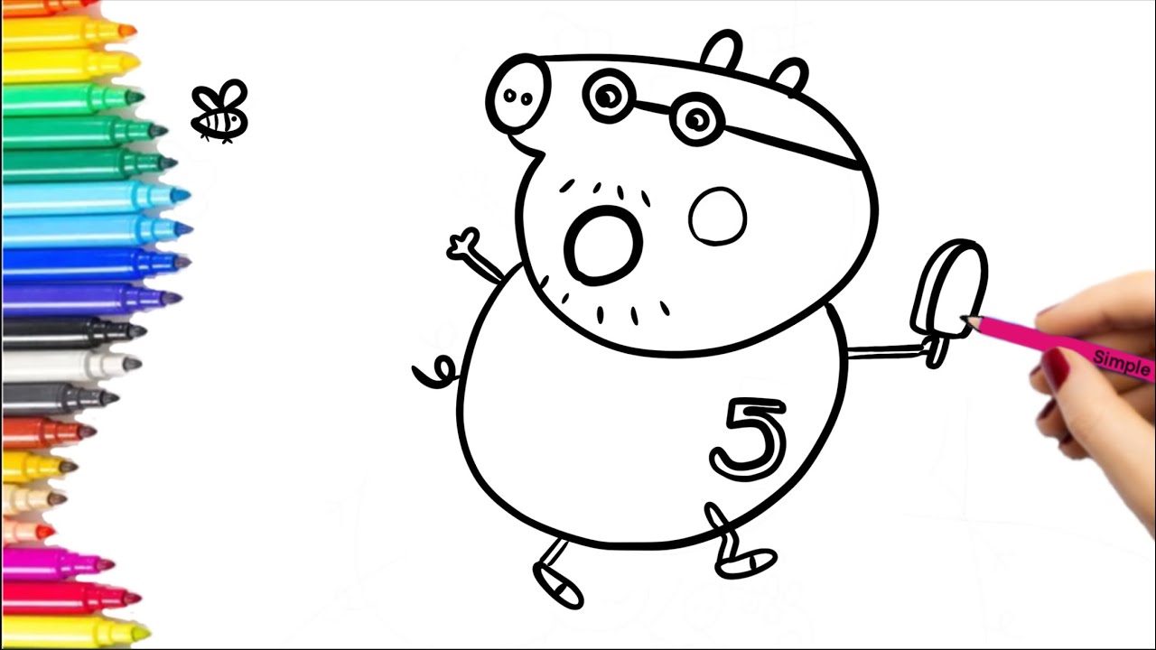 Drawing And Coloring Peppa Pig " Daddy Pig Runs a Marathon" for Kids ...