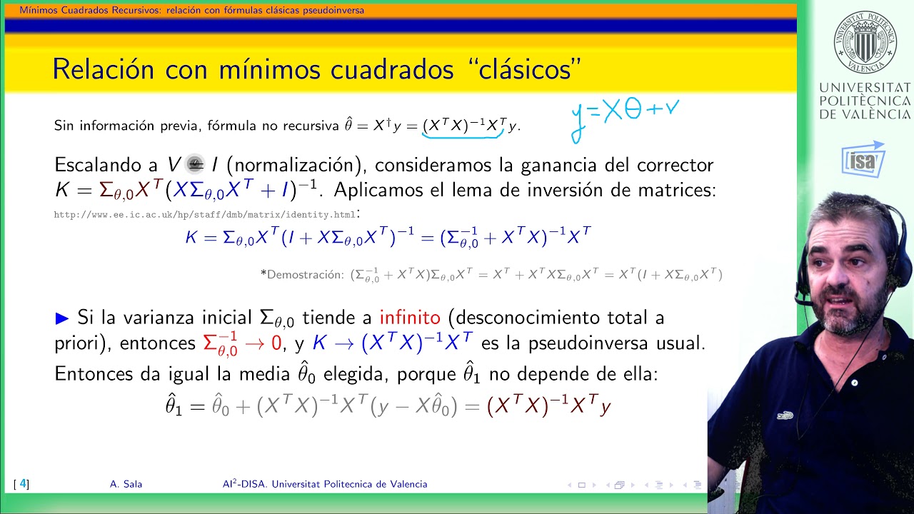 Mínimos cuadrados recursivos: relación con fórmula no recursiva ...