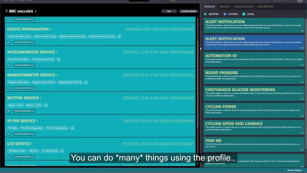 BBC microbit Bluetooth profile overview - YouTube