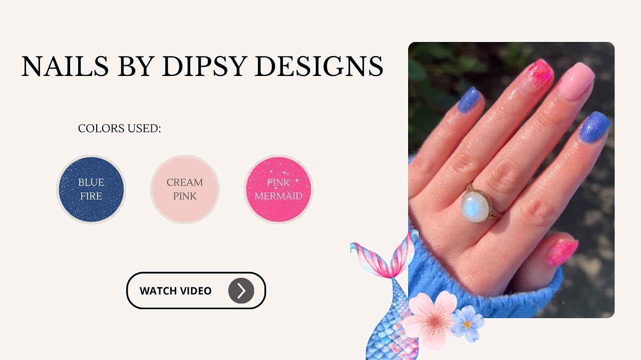 Spring Mermaid Nails Tutorial | Nails by Dipsy | Dipping Powder - YouTube