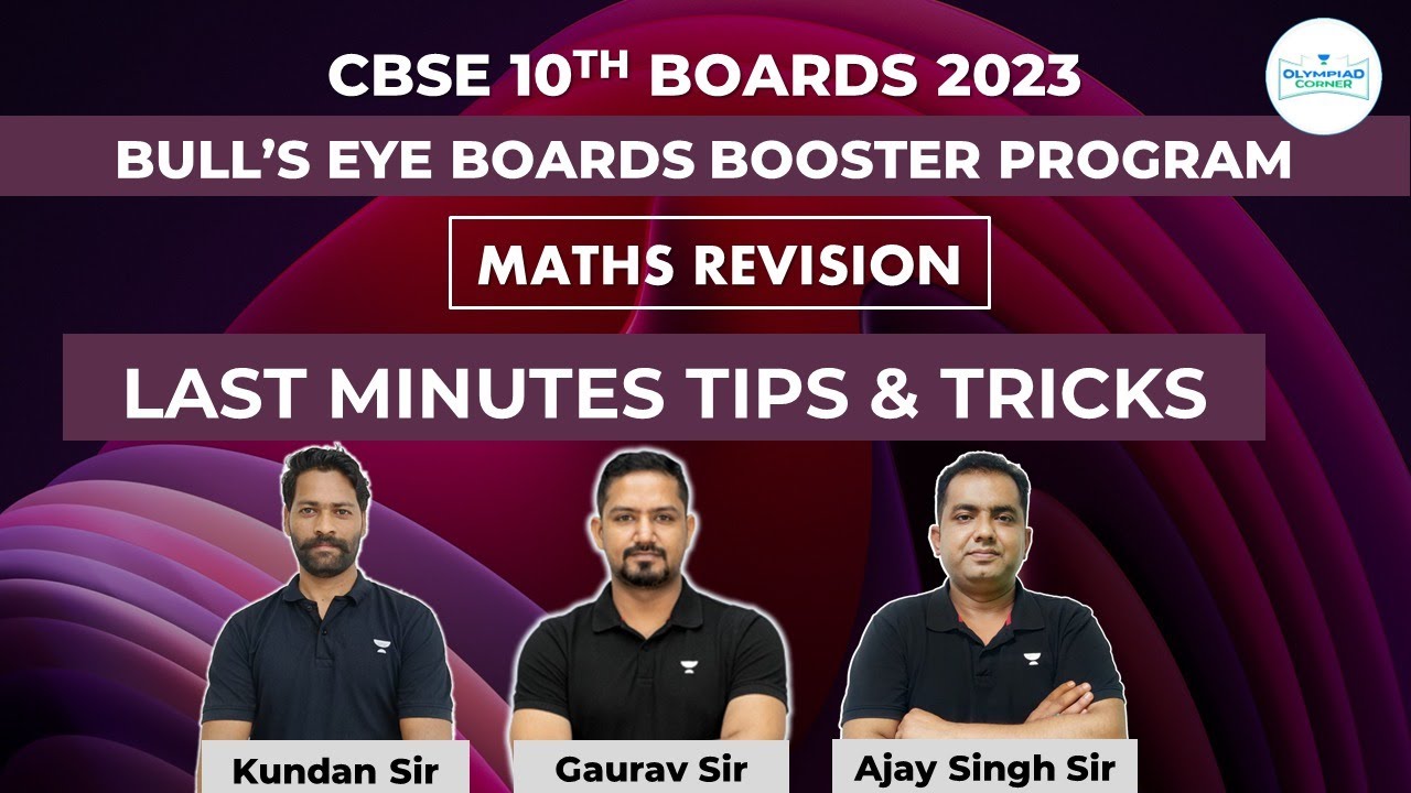 Last Minute Tips & Tricks | CBSE 10th Boards 2023 Math Revision | Bulls ...