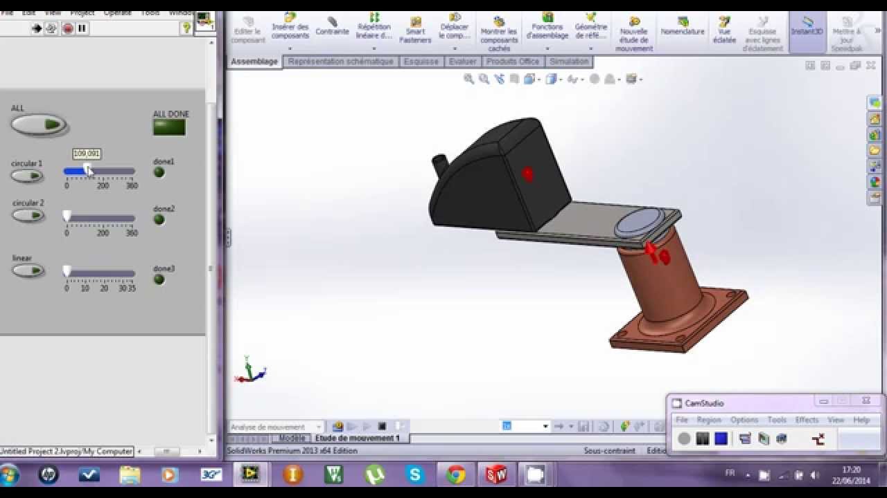 SCARA 3 DOF using Solidworks and LabVIEW - YouTube