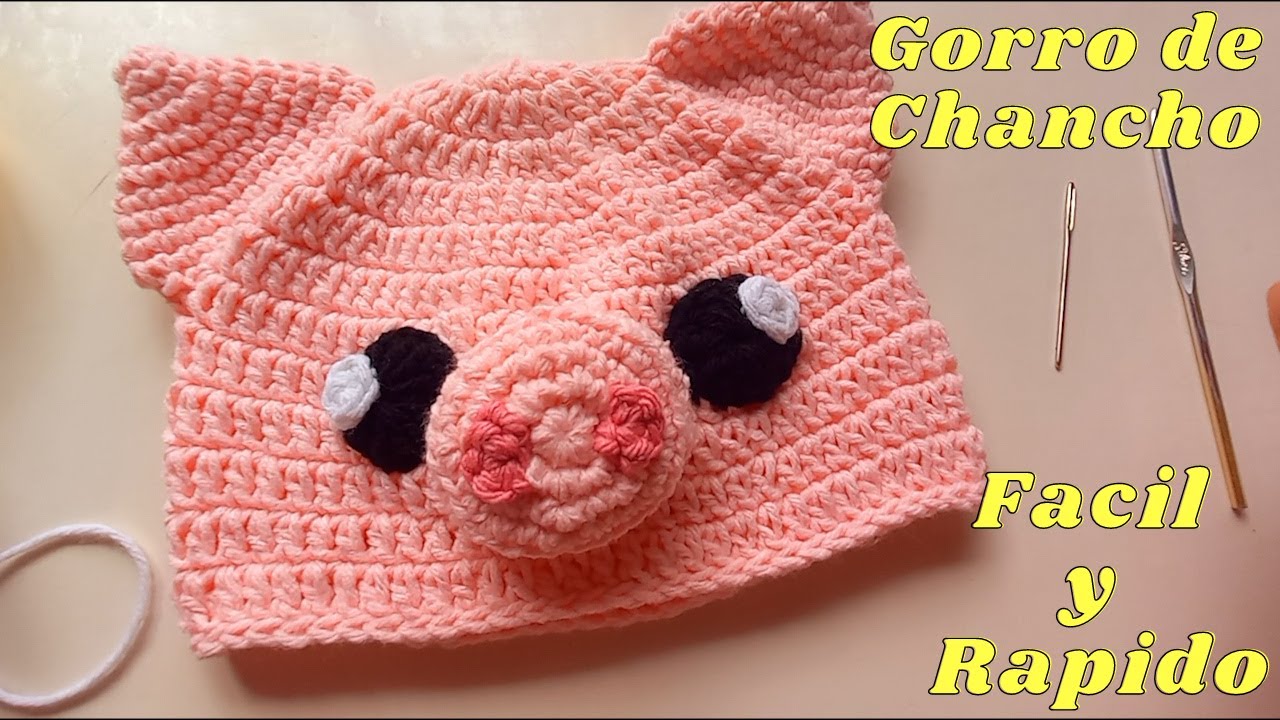 Gorro de chancho o cerdito CROCHET para principiantes PASO A PASO - YouTube