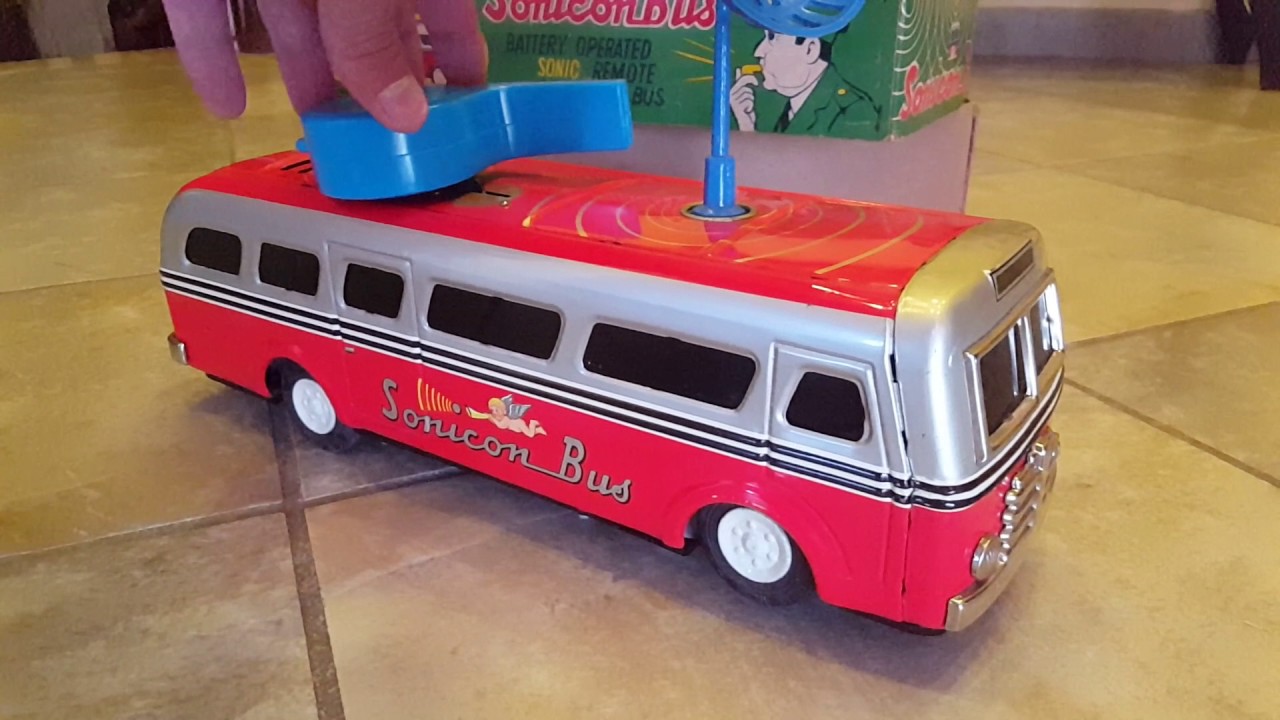 Vintage Toy Sonicon Bus Masudaya | Battery Operated Japan 1960 - YouTube