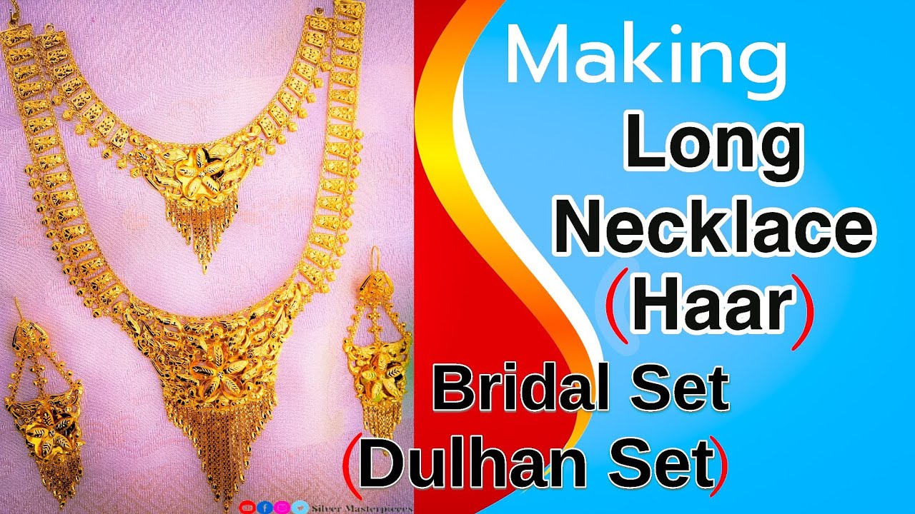Making Long Necklace (Haar) Bridal Necklace Set (Dulhan Set) - YouTube