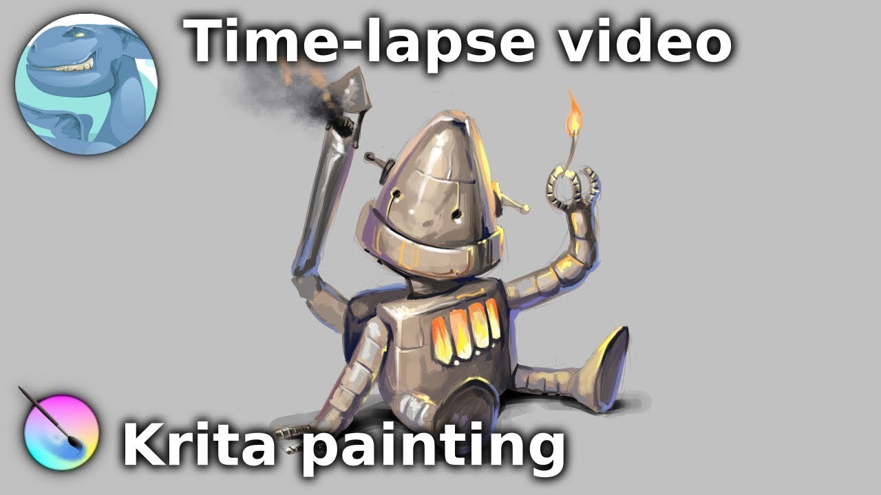 Fire. Robot character. Quick sketch with Krita. - YouTube