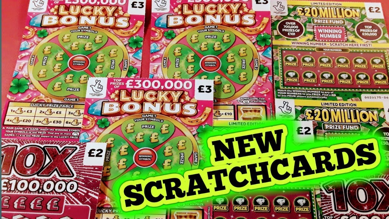 NEW SCRATCHCARDS.."LUCKY BONUS"...10X CASH...WIN ALL..£20 MILLION GREEN ...