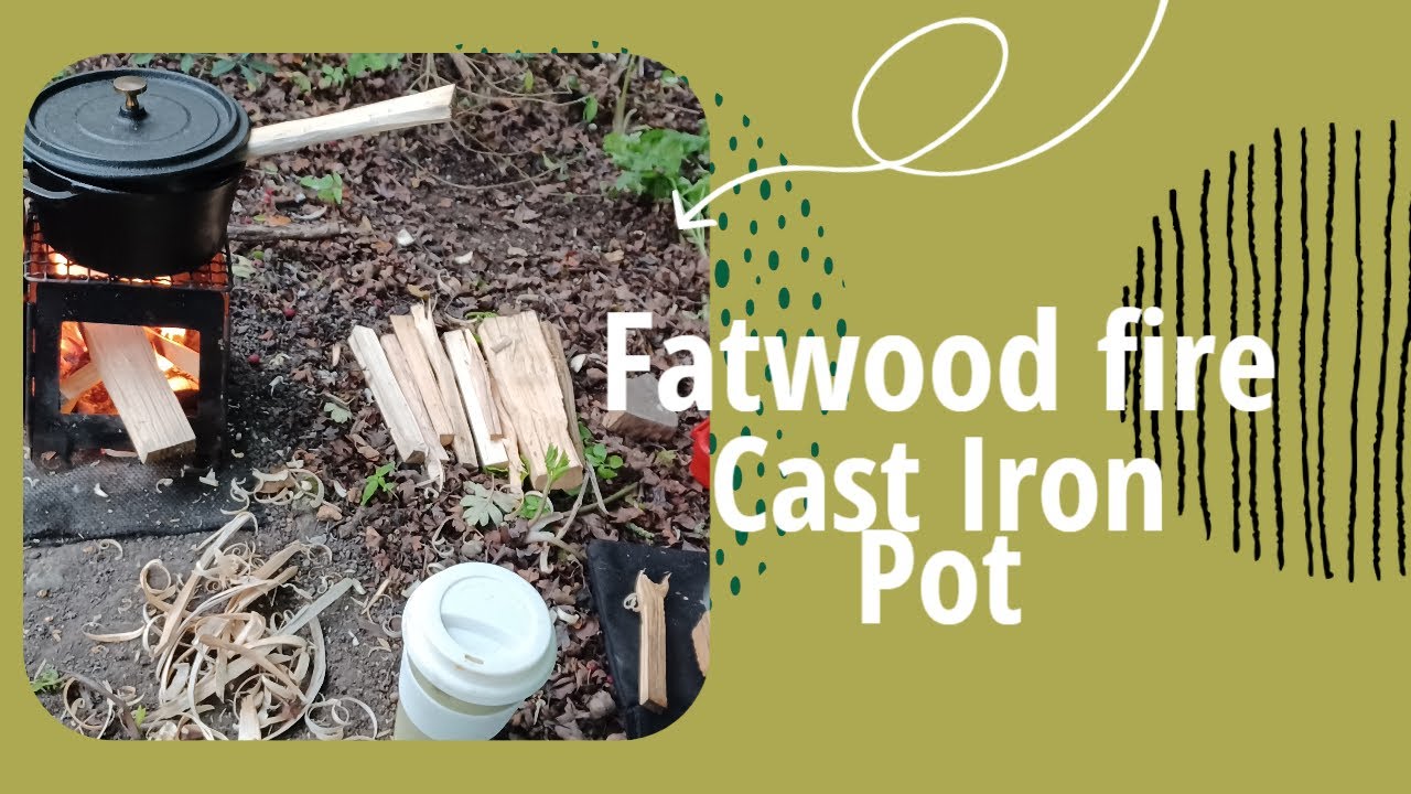 Fatwood Fire + Breakfast in a Cast iron Pot at a new location - YouTube