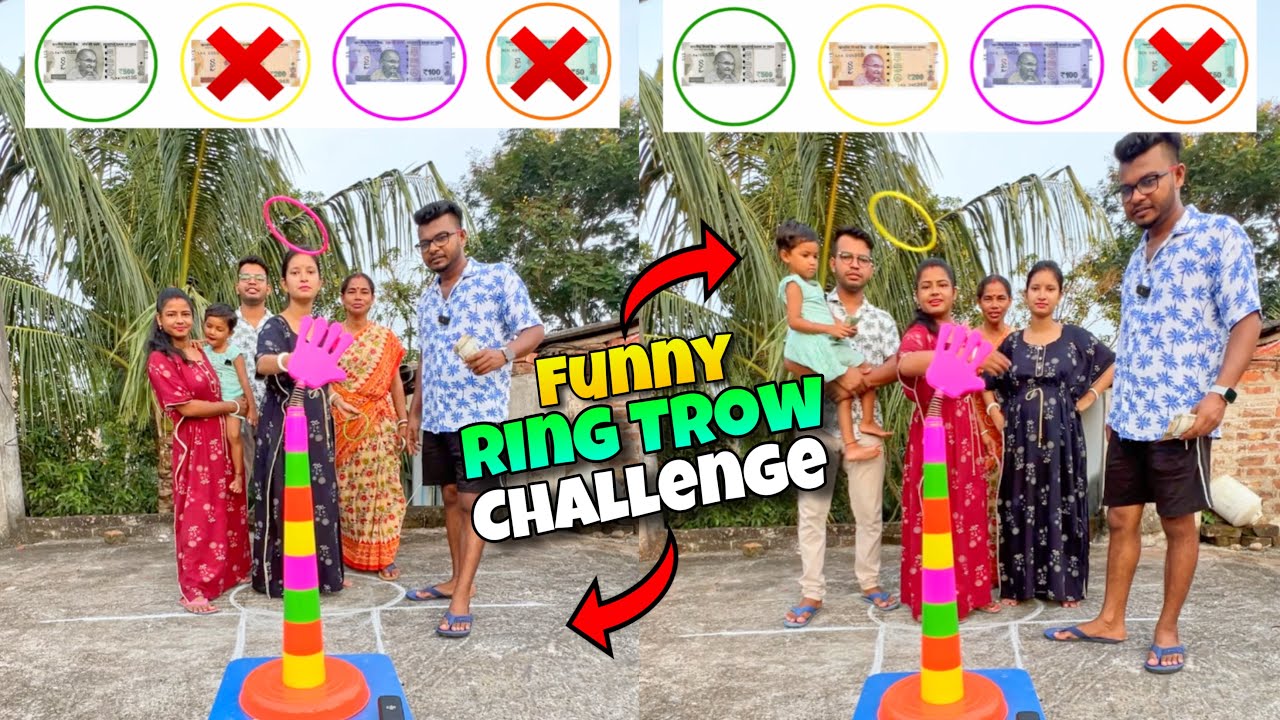 Ring Throw Win Money Funny Challenge With Family - YouTube