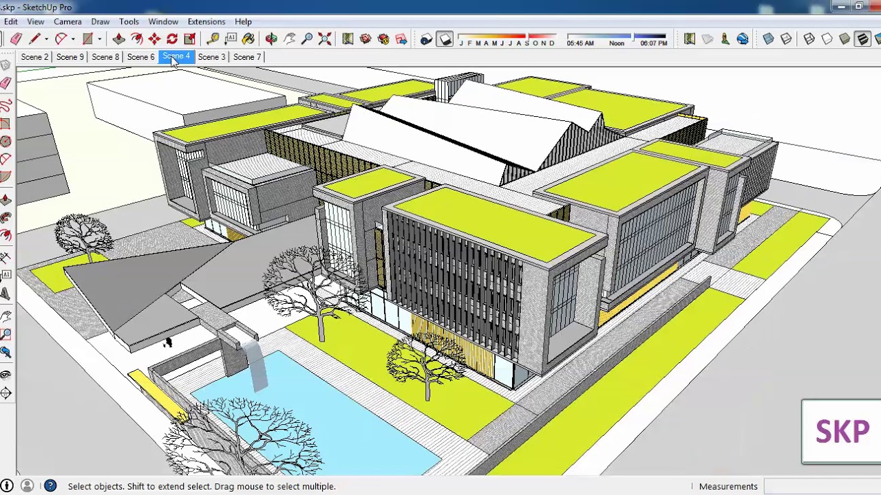 SKETCHUP 3D Cultural center - E8 - YouTube