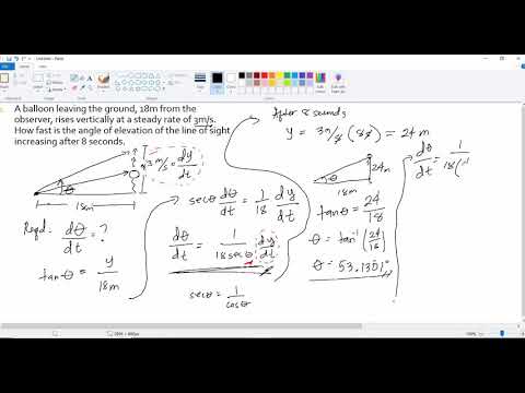 Differential Calculus - Time rates Example Problem # 2 - YouTube