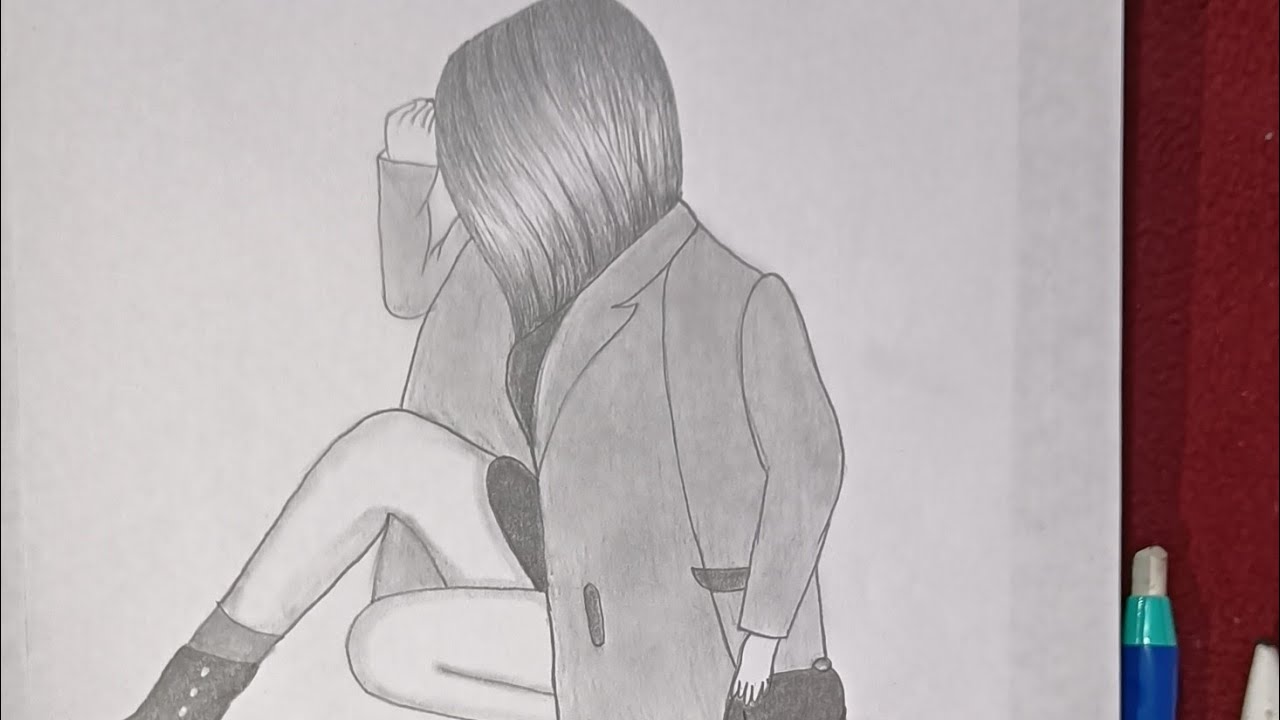 COP KUSUM KLA is live! how to draw girl sitting hide face drawing for ...