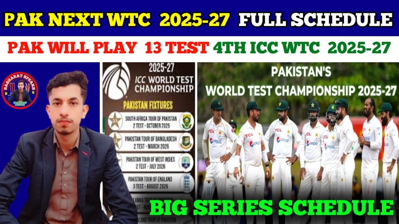 Pakistan Next 4th Test Championship 2025-27 Full Schedule | Pak Will ...