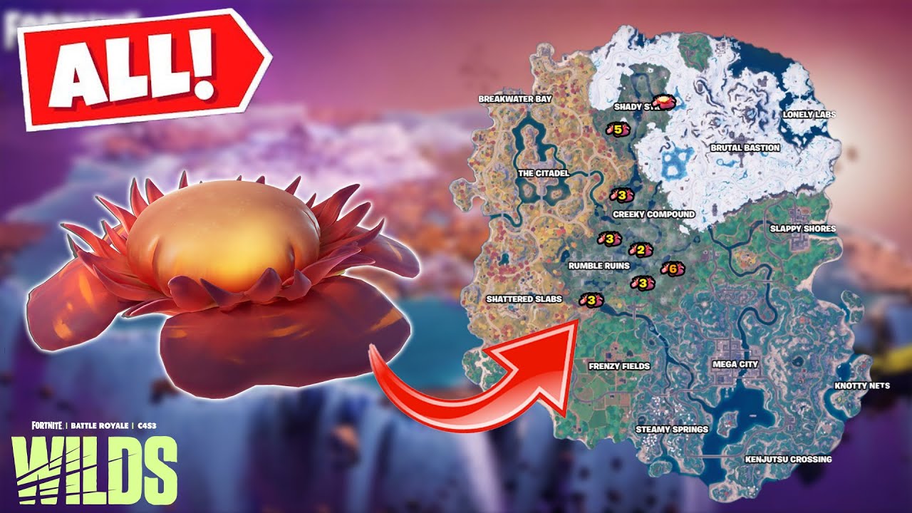 *ALL* Fortnite Chapter 4 Season 3 Hop Flowers Locations #fortnitewilds ...