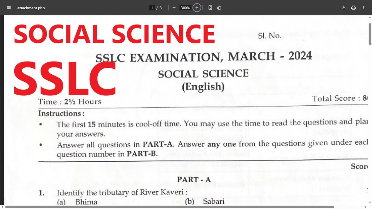 SSLC EXAMINATION SOCIAL SCIENCE MARCH 2024 ANNUAL EVALUATION QUESTION ...