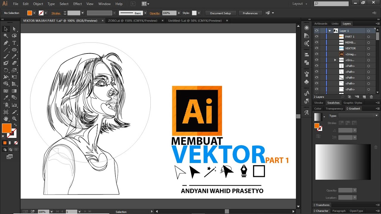 TUTORIAL VEKTOR DENGAN ADOBE ILUSTRATOR PART 1 - YouTube