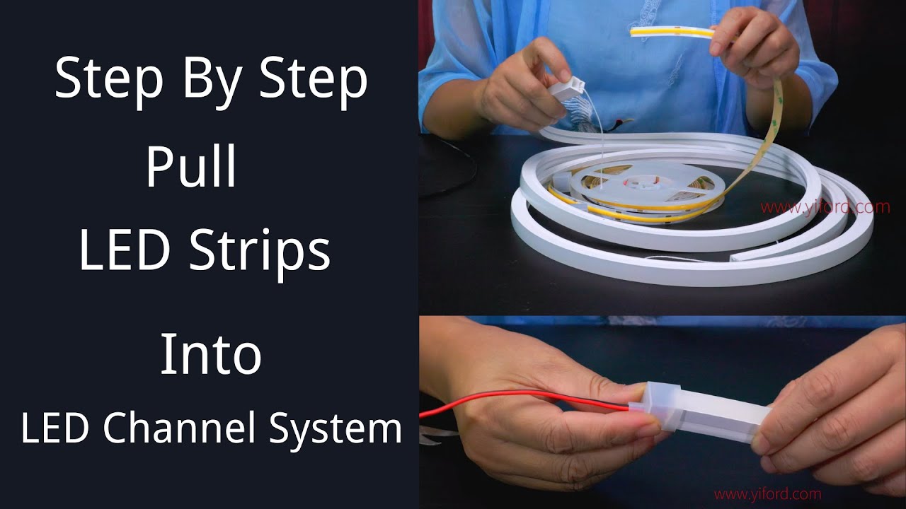 3 steps to pull the led light strip into the led channel system - YouTube