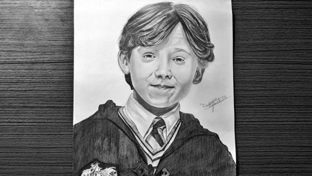 How To Draw Ron Weasley In Harry Potter Series In Graphite Pencils ...