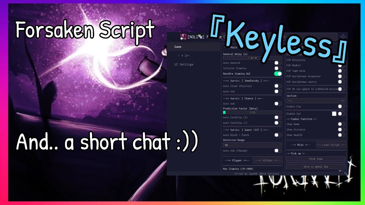 forsaken Script 『KEYLESS』 | ESP + Auto General + Speed Hack, etc | Free ...