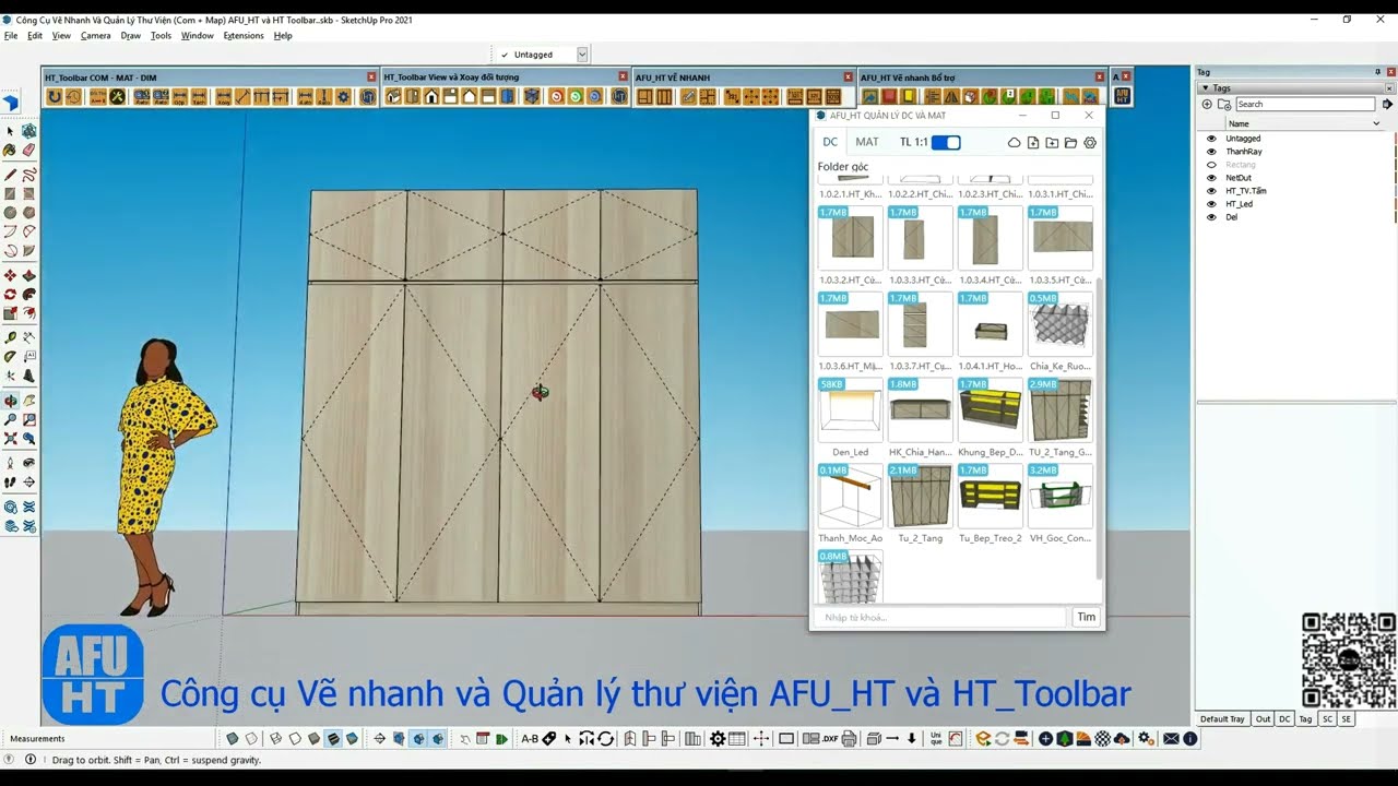 01_Vẽ Tủ áo 2 Tầng, 2 buồng thông dụng bằng Plugin AFU_HT và HT_Toolbar ...