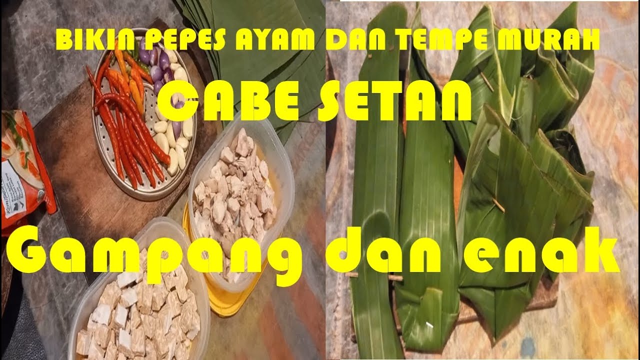 (TUM TUMAN AYAM) Pepes Ayam dan Tempe Pake Cabe setan ! Tapi gak pedas ...
