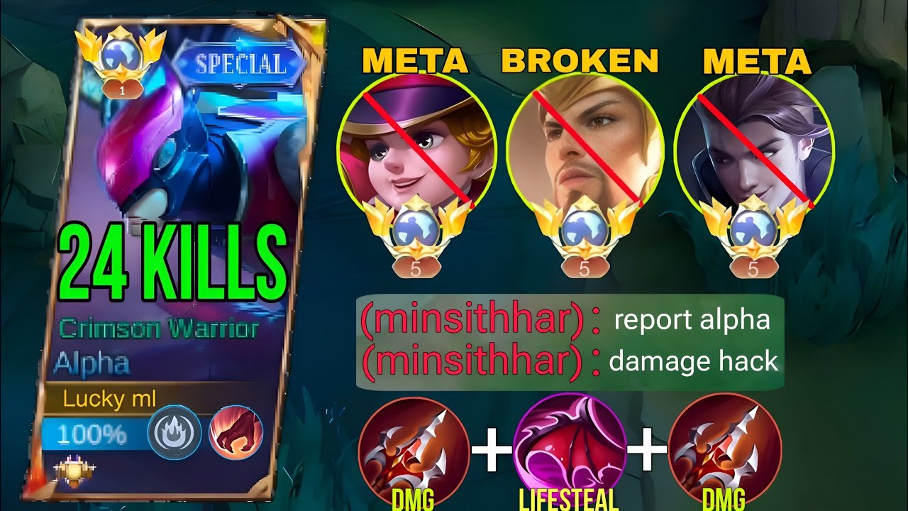 OP DAMAGE ALPHA BEST 1 HIT BUILD 200% DAMAGE HACK ! ALPHA BEST BUILD ...