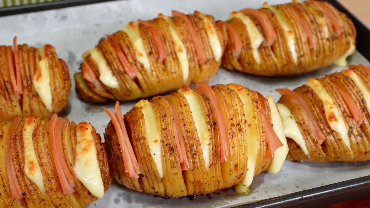 Cheese N' Ham Hasselback Potatoes and Crunchy Potato Roll Samosa, Two ...
