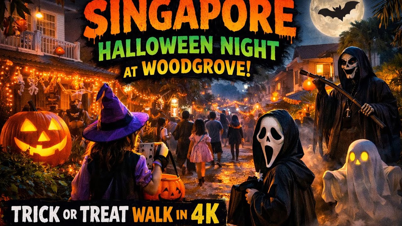 Singapore Halloween Night at Woodgrove! 🎃 Trick or Treat Walk in 4K ...
