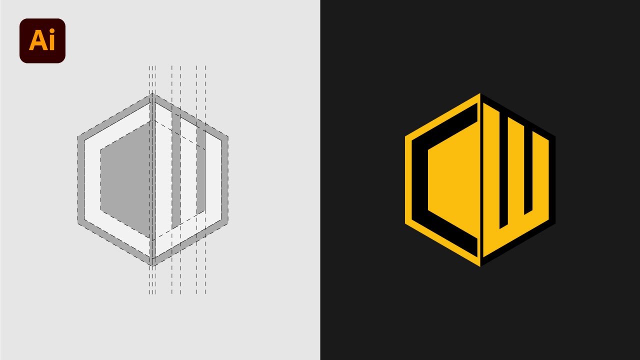 Cara membuat logo monogram insial C dan W di adobe illustrator - YouTube