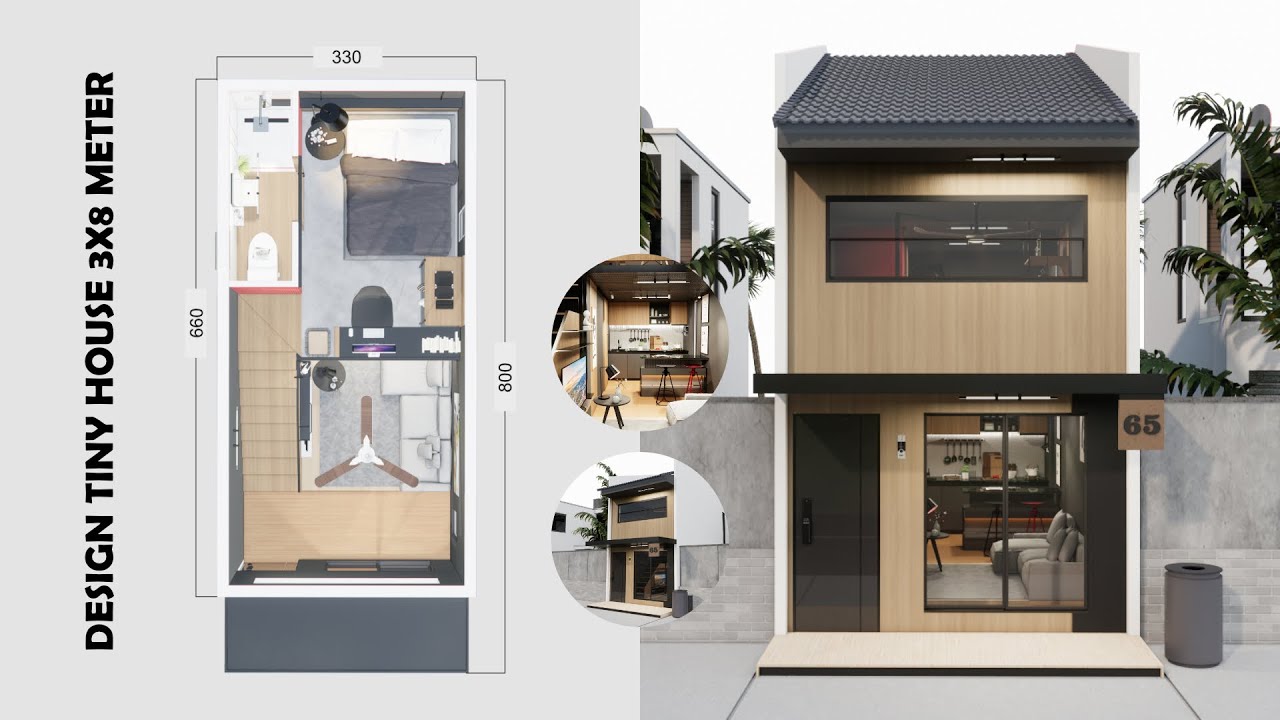 Compact tiny house design 3x8 meters (desain rumah mini) - YouTube