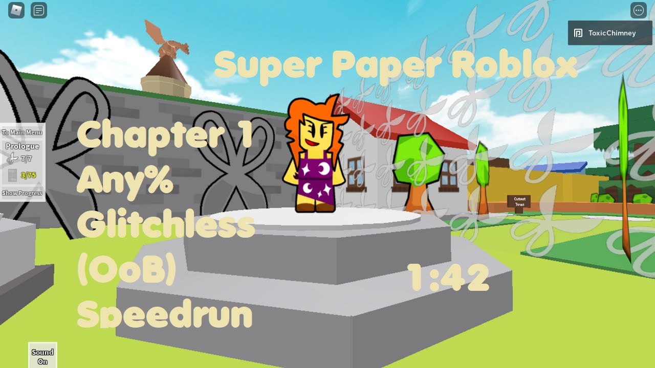 Super Paper Roblox - Chapter 1 Any% Glitchless (OoB) Speedrun (1:42 ...