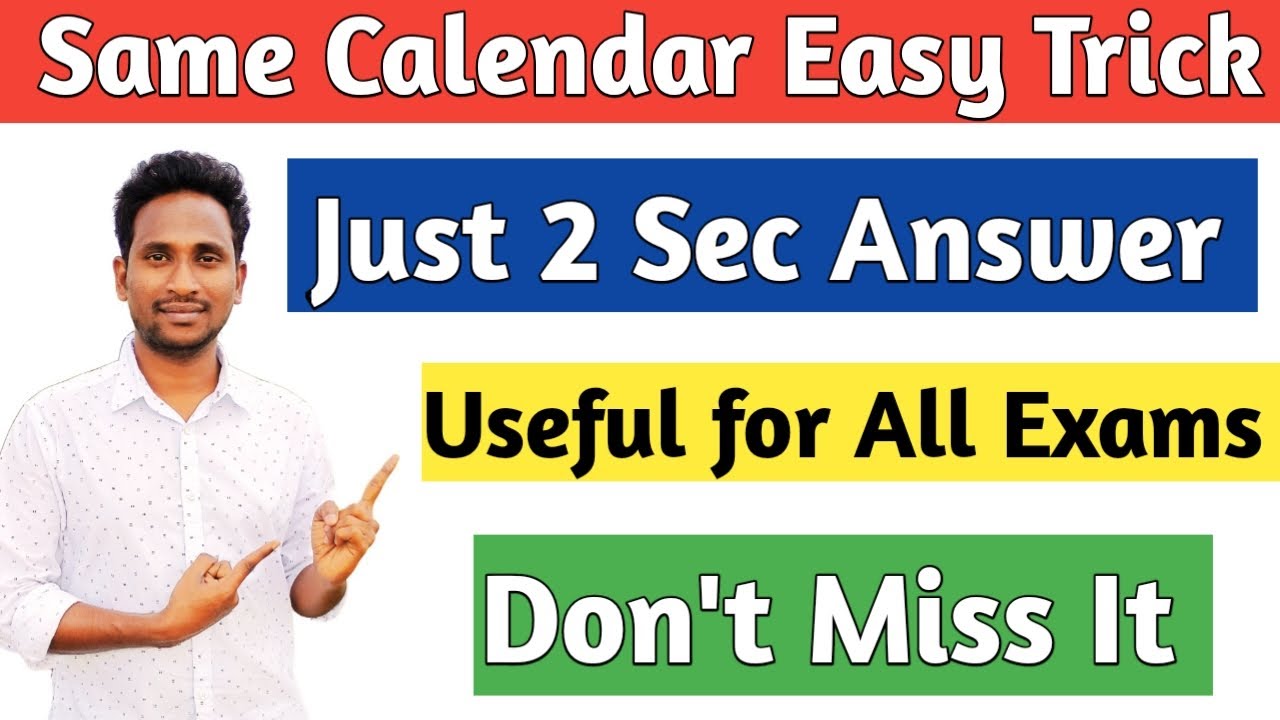 🔥Best Trick for Calculating Same Calendar With in 2 Sec #reasoning # ...