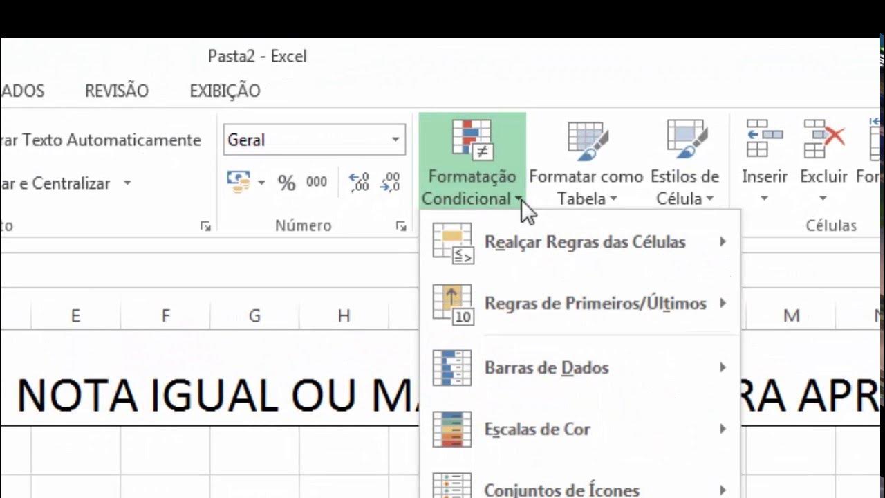 Como alterar a cor de uma célula no Excel conforme valor - YouTube