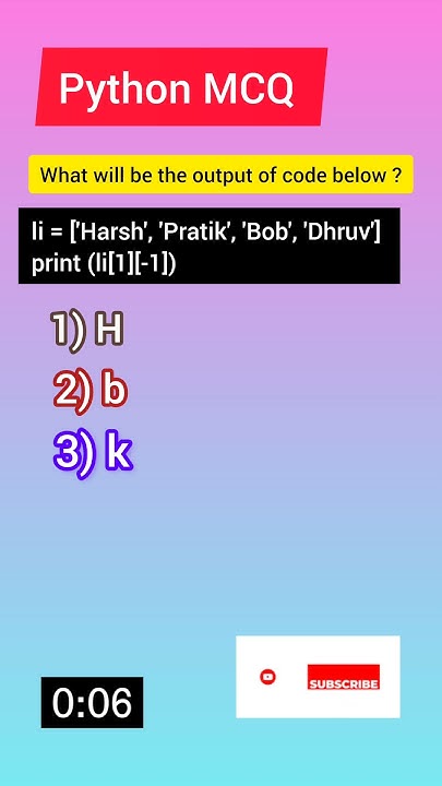 Python MCQ based on list & string indexing#shorts - YouTube