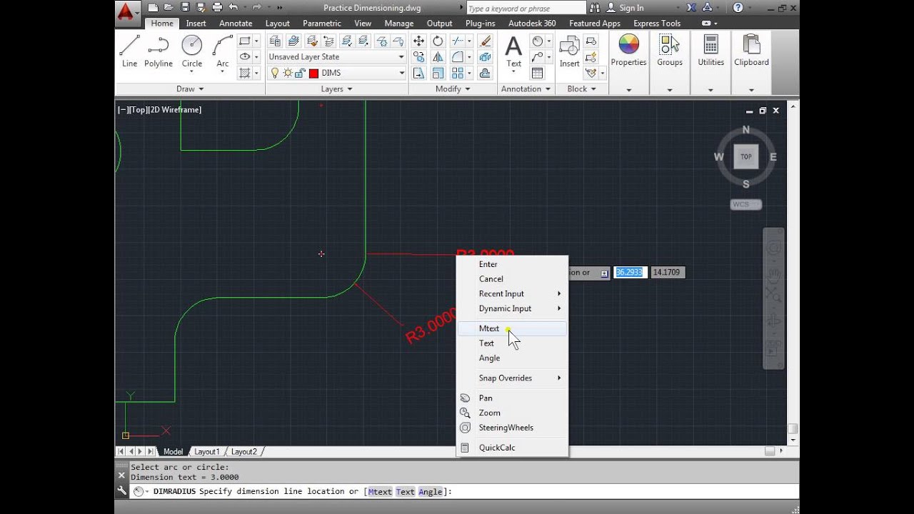 C00910 Modifying Dimensions AutoCAD 2014 Tutorial - YouTube