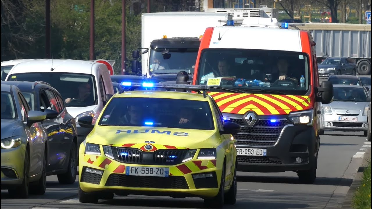 VLM SMUR 2 Škoda Octavia RS Maubeuge + VSAV Avesnes - [SAMU 59] - YouTube