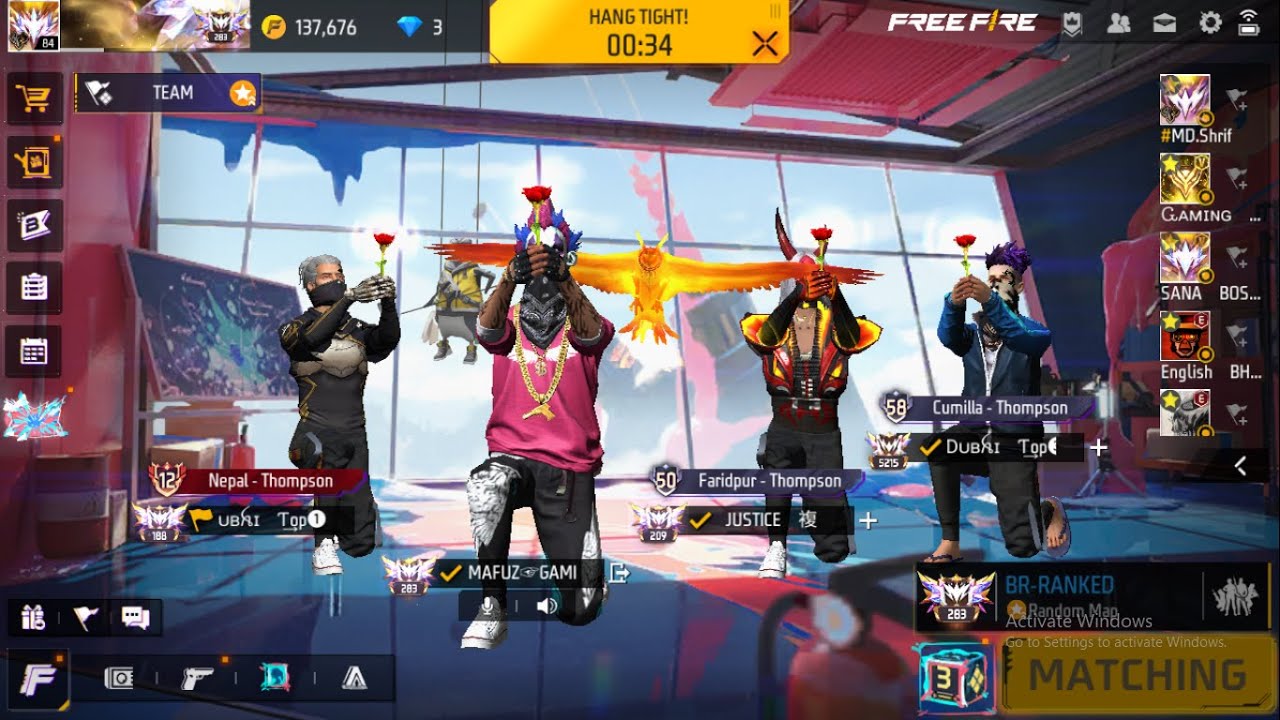 granmaster push master lobby garina free fire live - YouTube
