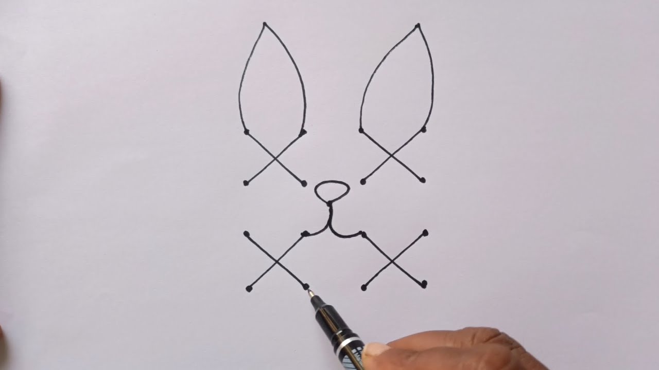 How To Draw Rabbit With Dots | Rabbit Drawing Tutorial | Rabbit Drawing ...