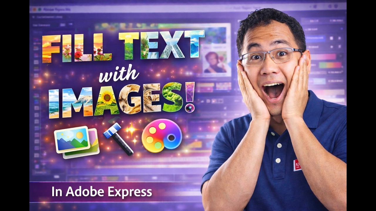 Fill text with image in Adobe Creative Cloud Express - YouTube