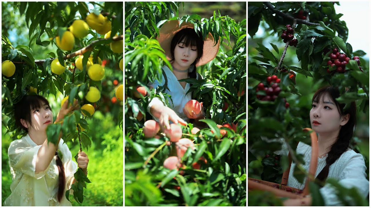 Beautiful Nature with Rural Life - Fresh fruits in peaceful countryside ...