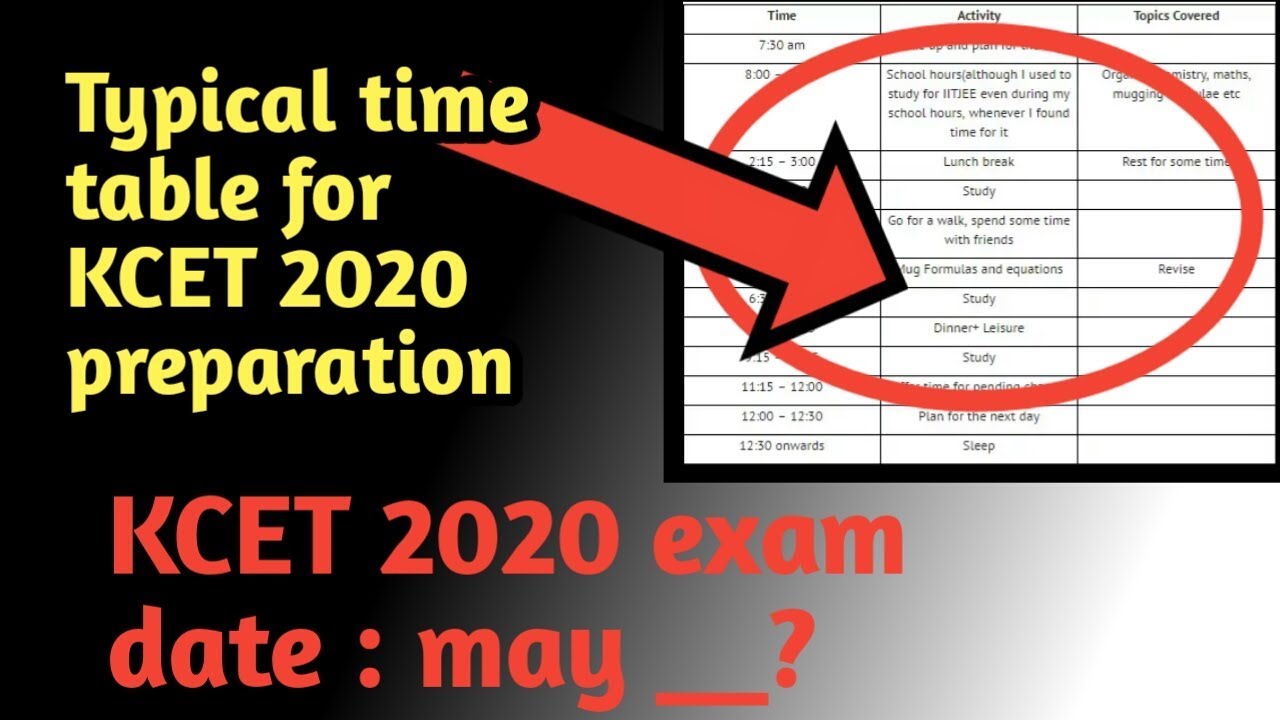 Study time table preparation for KCET 2020 | study time table for kcet ...