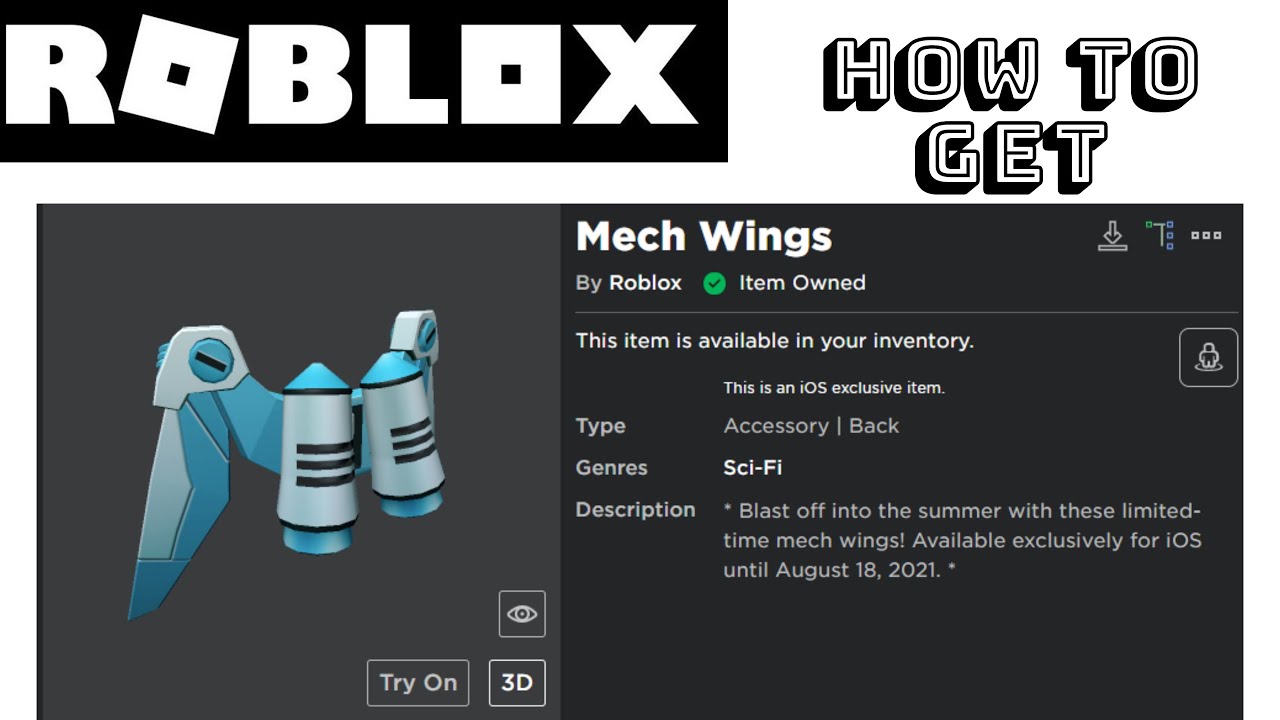 [IOS ONLY FREE ITEM] How To Get THE MECH WINGS (Limited Time!) | Roblox ...