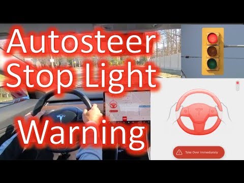 Tesla AutoSteer Stop Light Warning - Finally Got it on Video! - YouTube